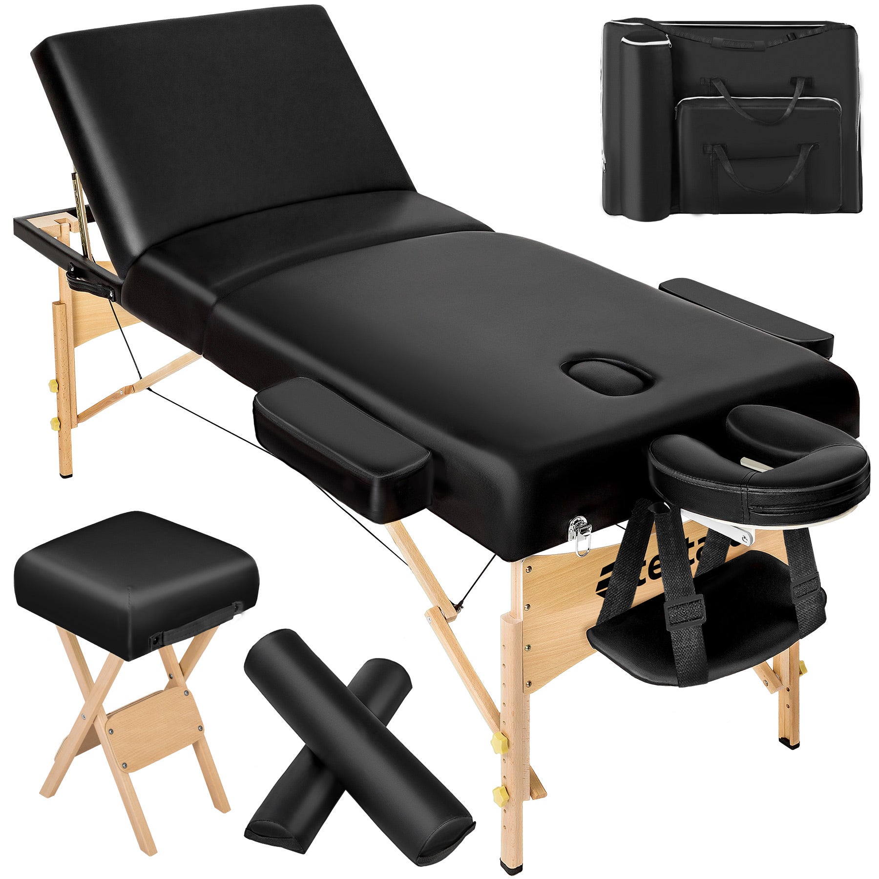 TECTAKE Set de tables de massage portable pliante à 3 zones Largeur 70 cm et rembourrage de 10 ...