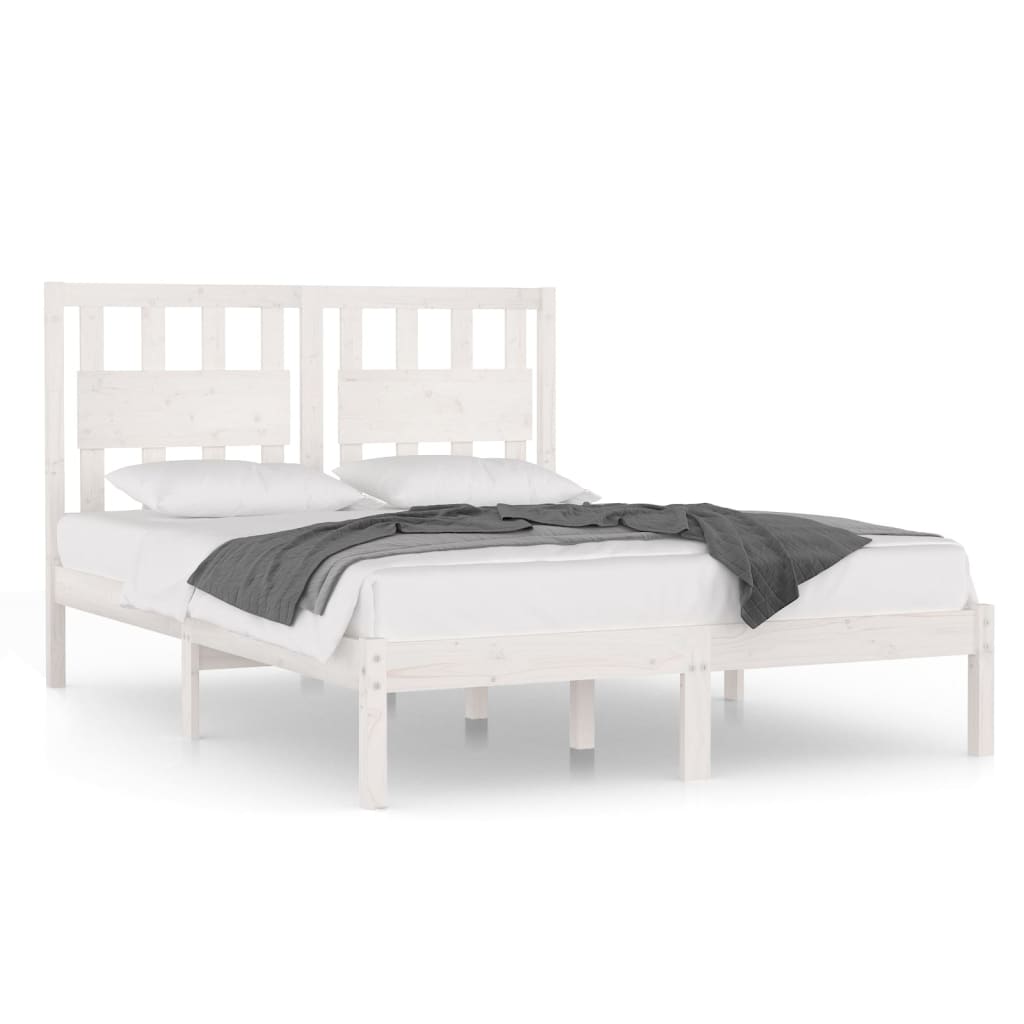 Lit double | Lit Adulte | Cadre de lit Blanc Bois de pin massif 120x190 ...