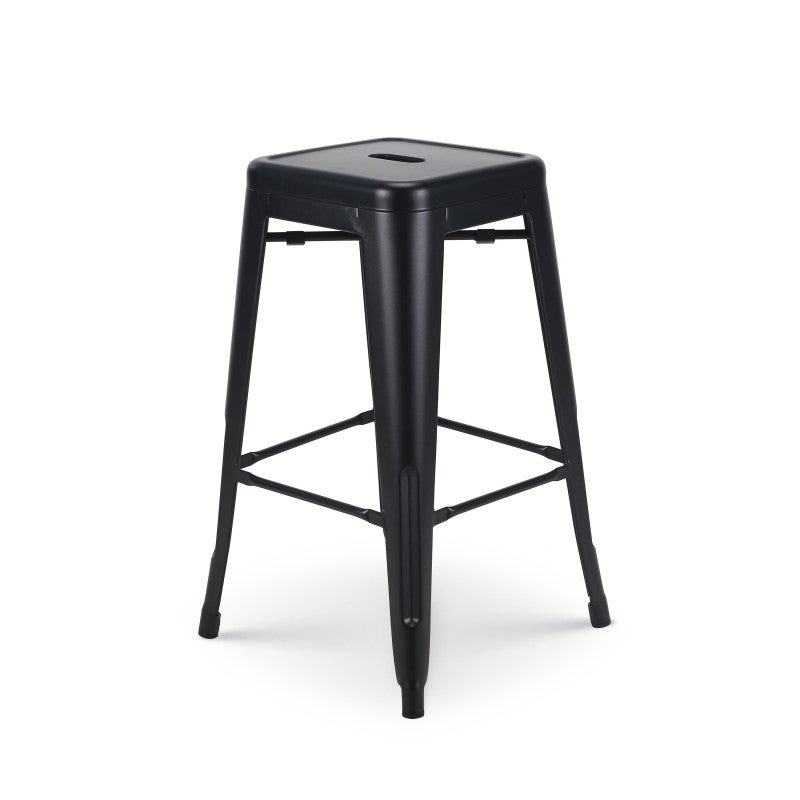 Tabouret de bar en métal noir mat style industriel - Sans dossier ...