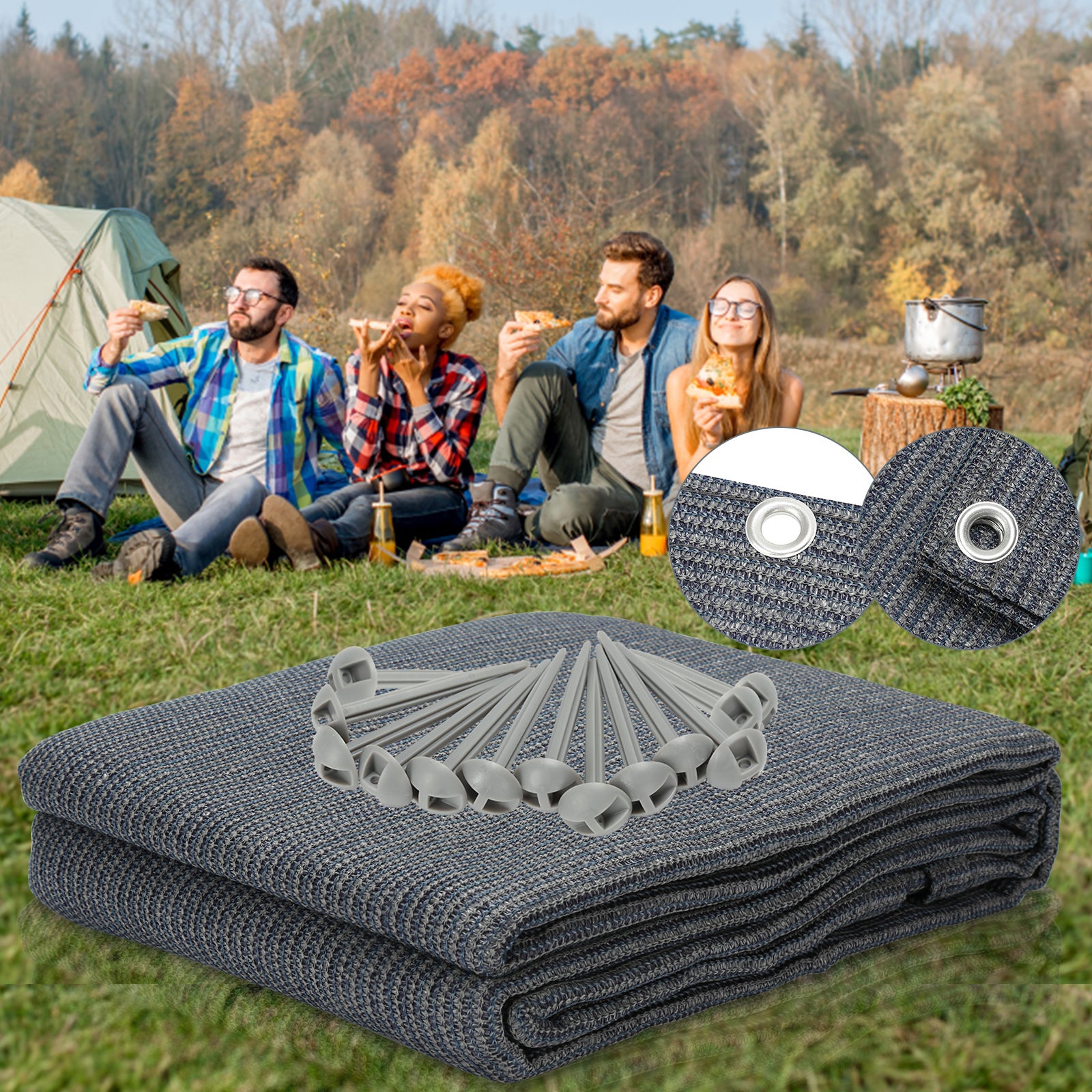 Tapis de tente camping, 300 x 500 cm Tapis de sol pour caravane， PEHD ...