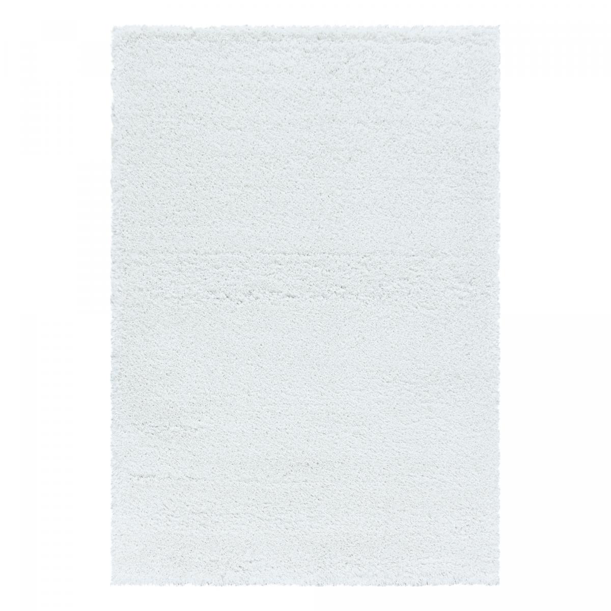 Tapis poils longs shaggy 80x150 rectangle tissé blanc motif uni UNI B | Leroy Merlin