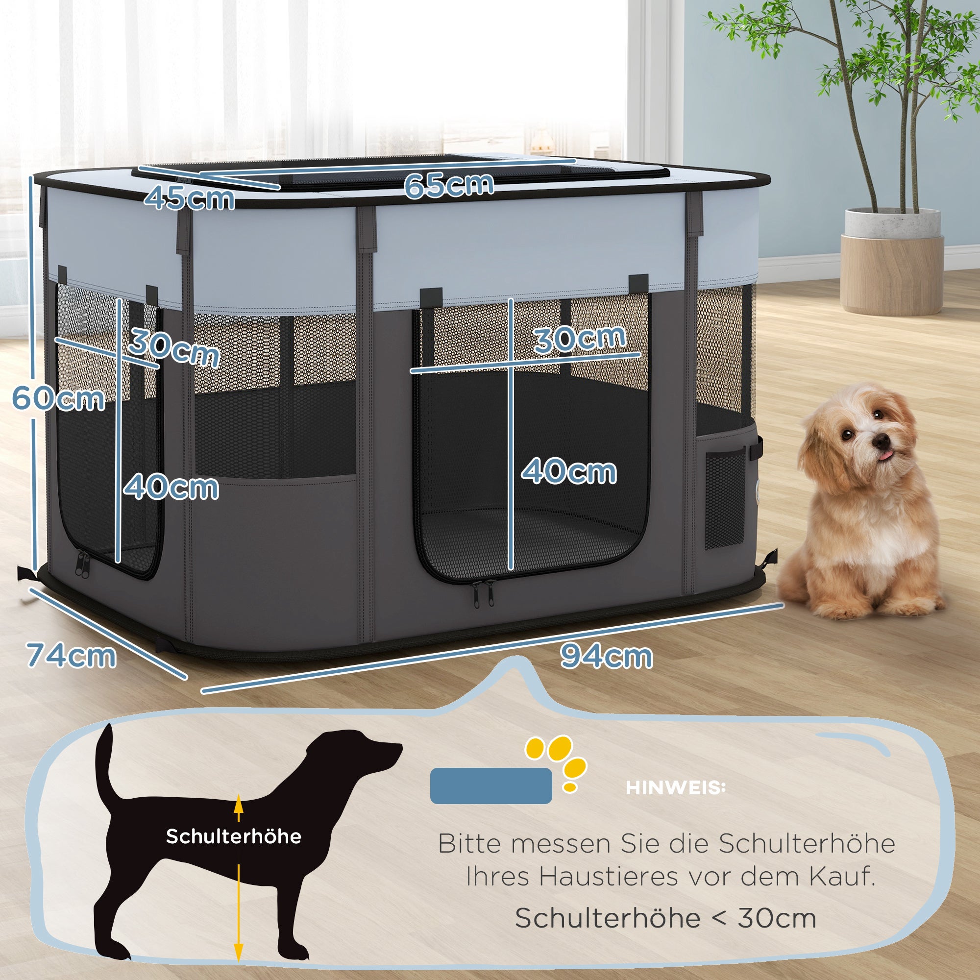 Corral para Cachorros Plegable con Puertas y Ventana,Red Transpirable ...