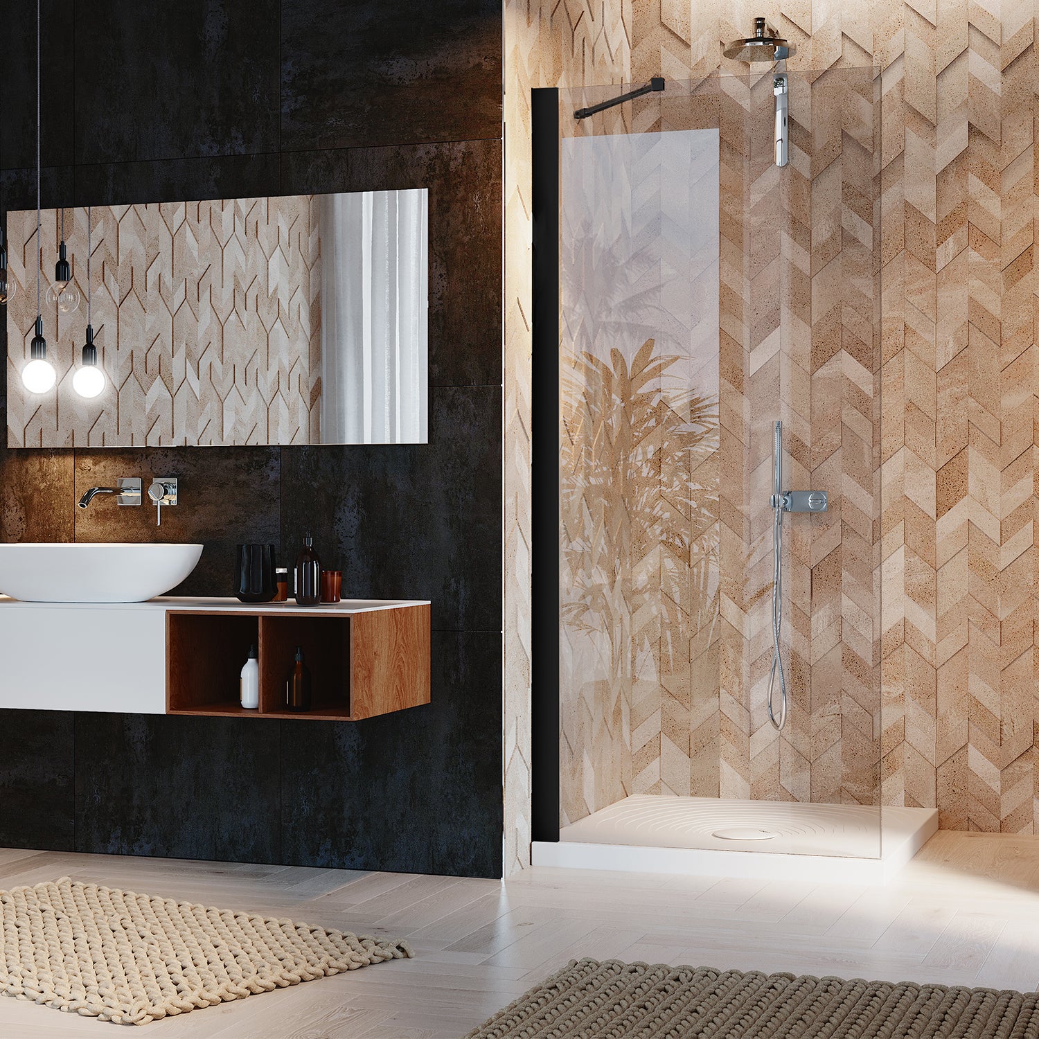 Pared de ducha Walk In 60CM H190 Cristal Transparente con Tratamiento ...