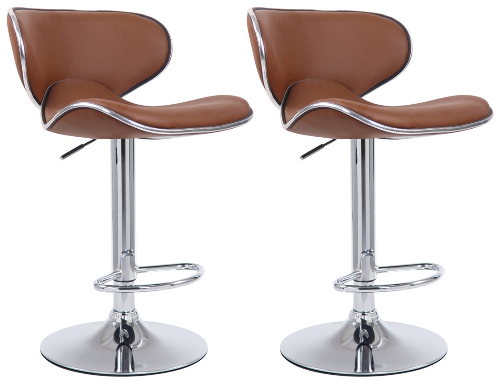 Lot de 2 tabourets de bar pivotant design moderne en PVC marron clair ...