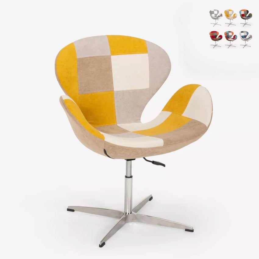 Fauteuil patchwork pivotant de salon style design moderne Stork | Leroy Merlin