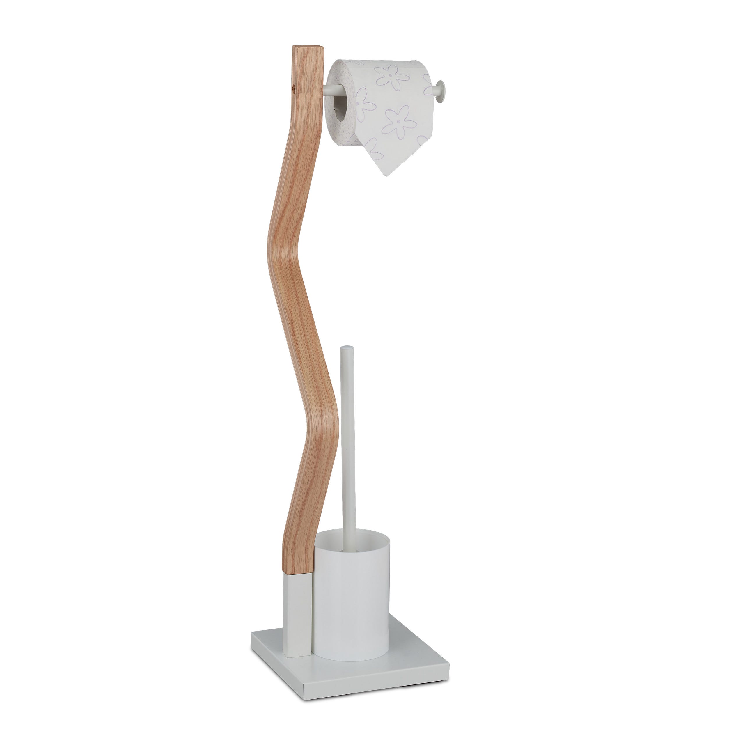 Relaxdays Serviteur WC non fixe, porte-rouleau, brosse et son support ... Relaxdays Serviteur WC non fixe, porte-rouleau, brosse et son support ...