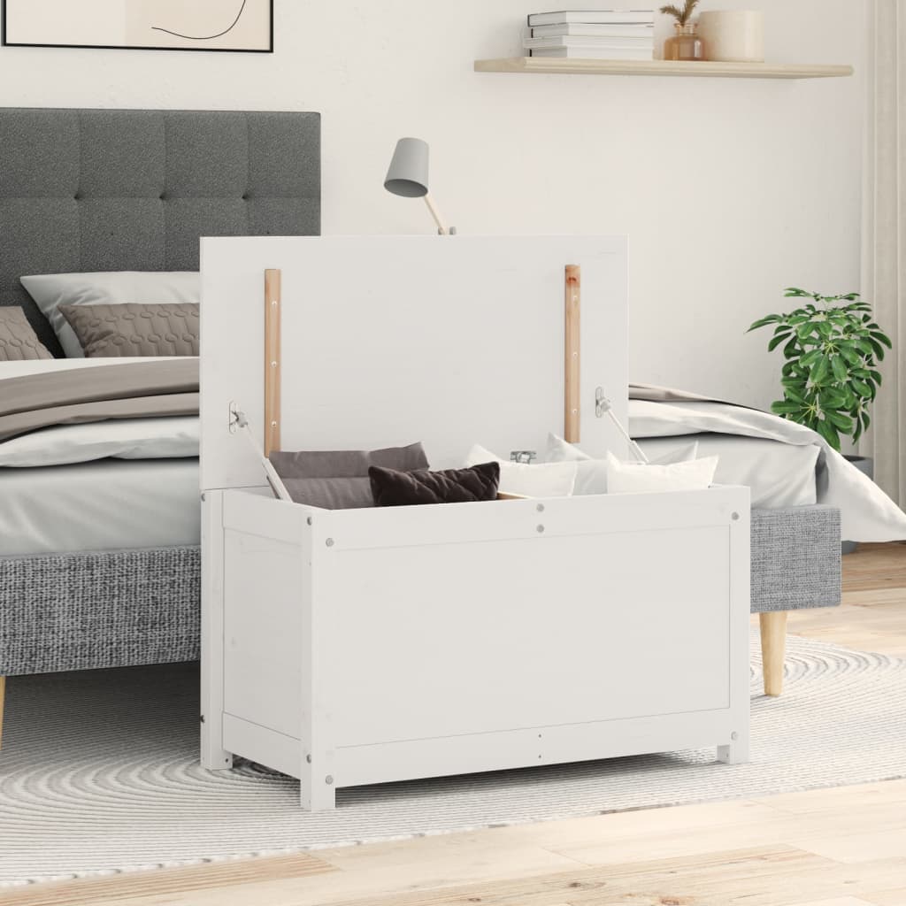 Bo?te de rangement Blanc 80x40x45,5 cm Bois massif de pin | Leroy Merlin