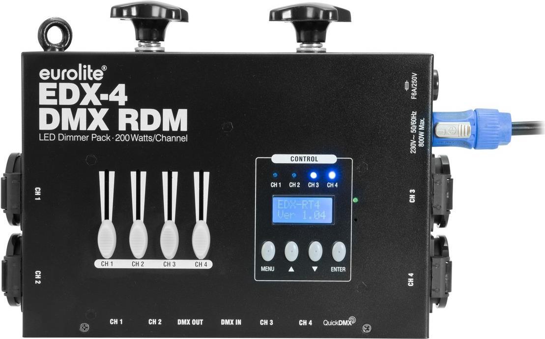 EUROLITE EDX-4 DMX RDM LED Dimmer Pack | 4 Channel Dimmer for LED ...
