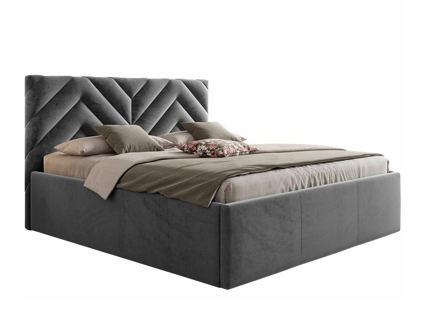 Letto Beloit 104, Doppio, Grigio, 140x200, Arazzo, Reti a doghe ...
