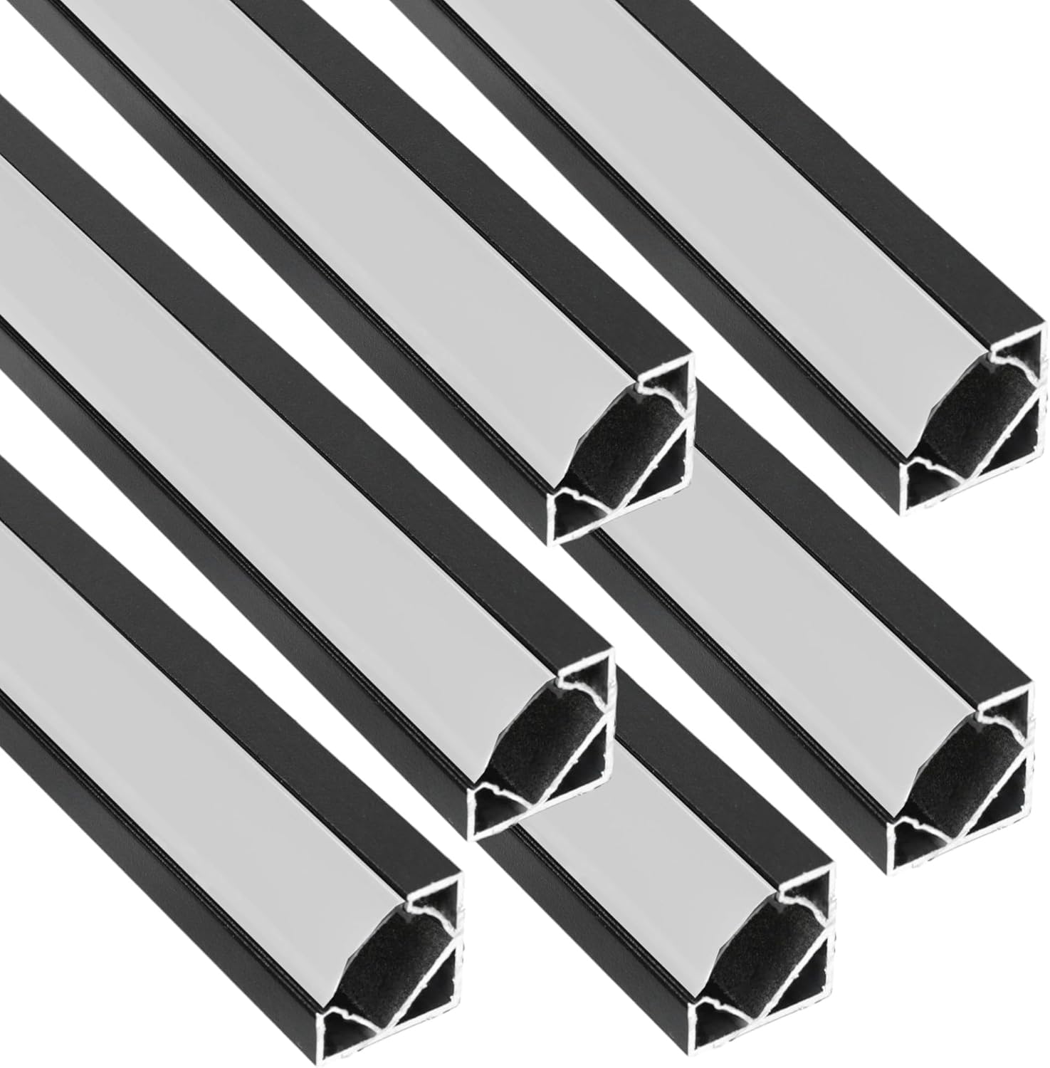 Jandei Pack x6 Profilé Aluminium Noir 1m pour Ruban LED d’Angle avec ...