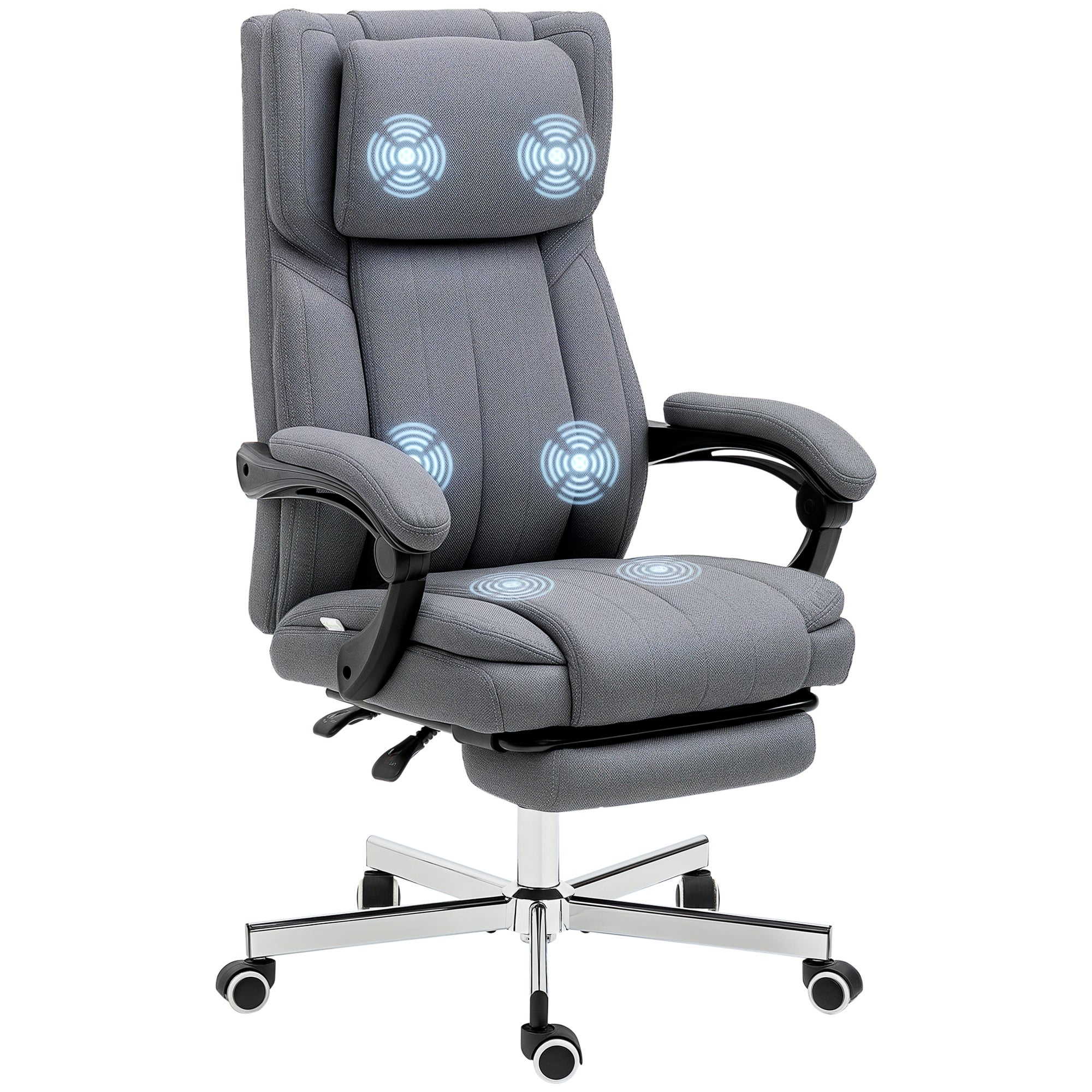 Chaise de bureau avec fonction massage, 65 x 61 x 118 cm, gris, aspect ...