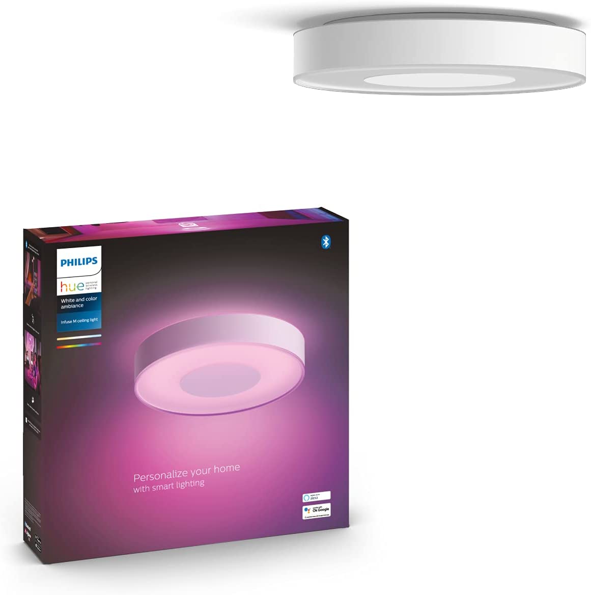 Philips Hue White and Color Ambiance Plafonnier Infuse Medium, Blanc ...