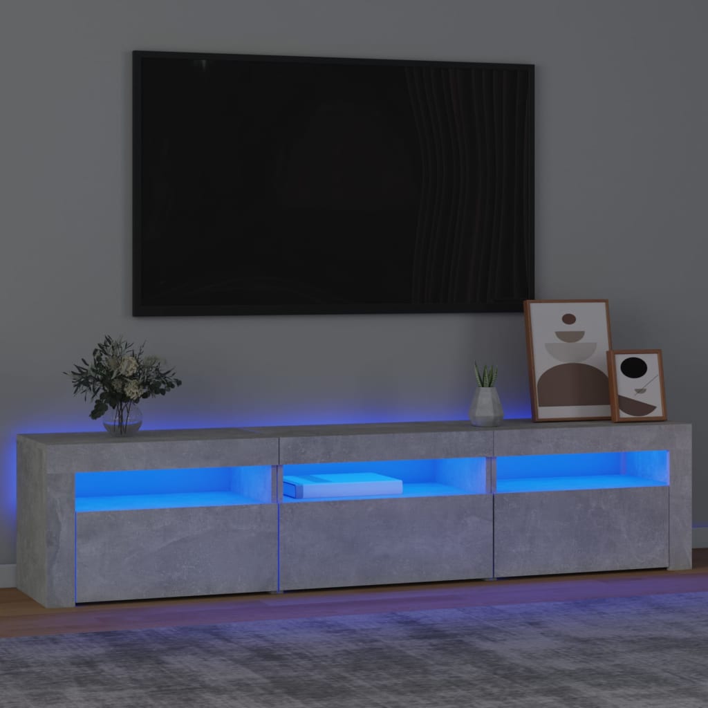 Mueble de TV con luces LED gris hormigón 180x35x40 cm | Leroy Merlin