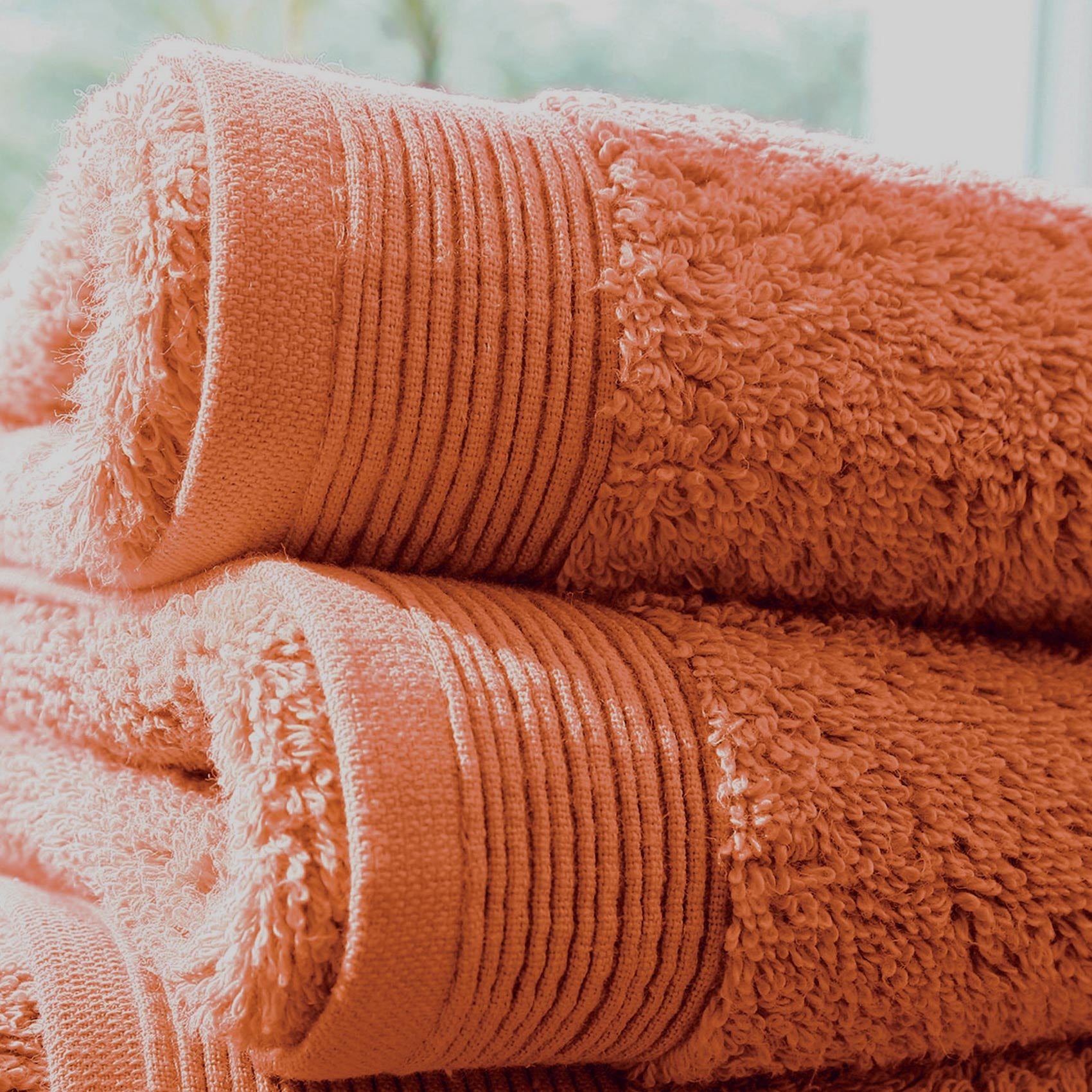 Lot de 2 serviettes invité en éponge - Brique - 33x50 cm - Coton ...