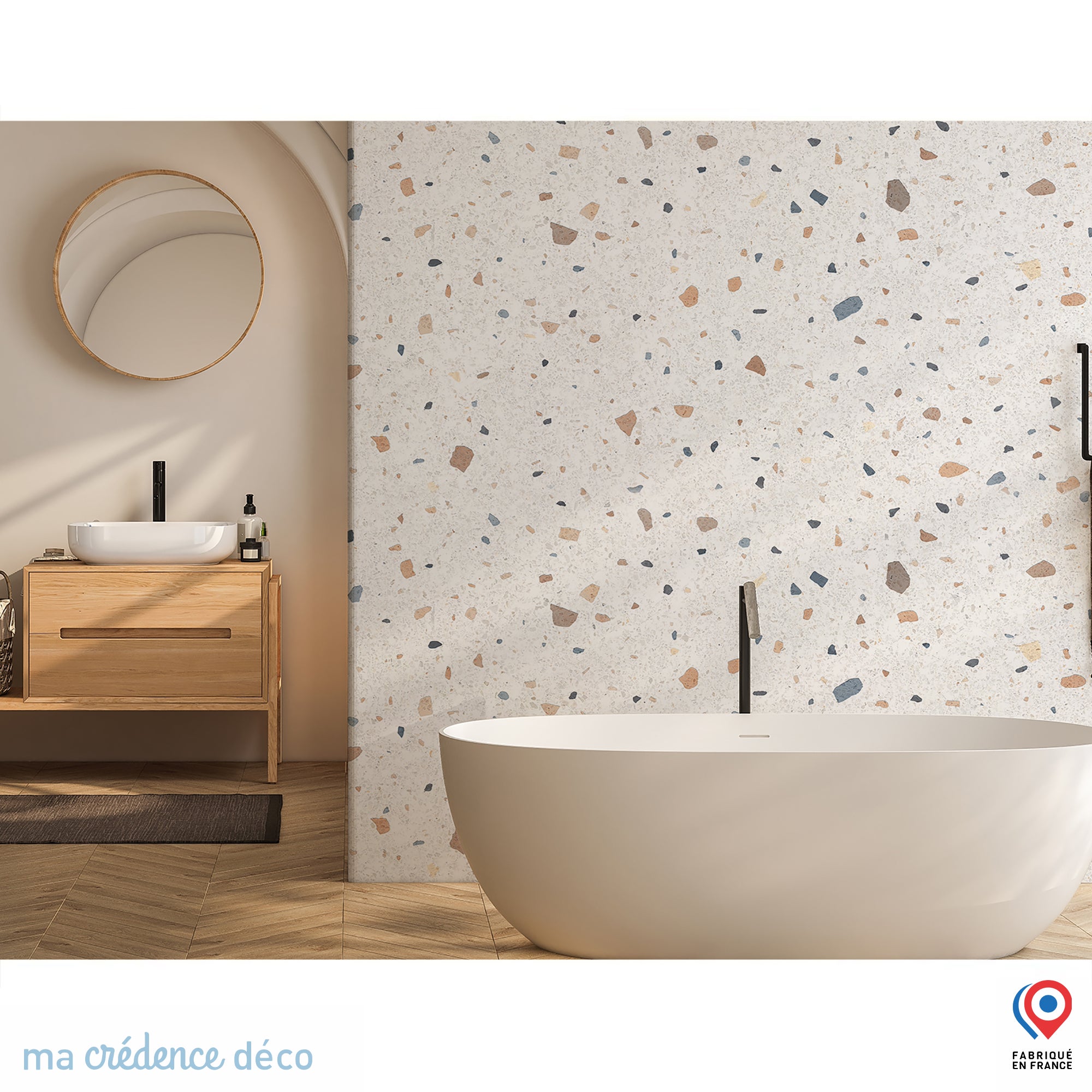 Papier peint Terrazzo di Zornasco - Intissé - L.300 x H.280 cm - Beige ...