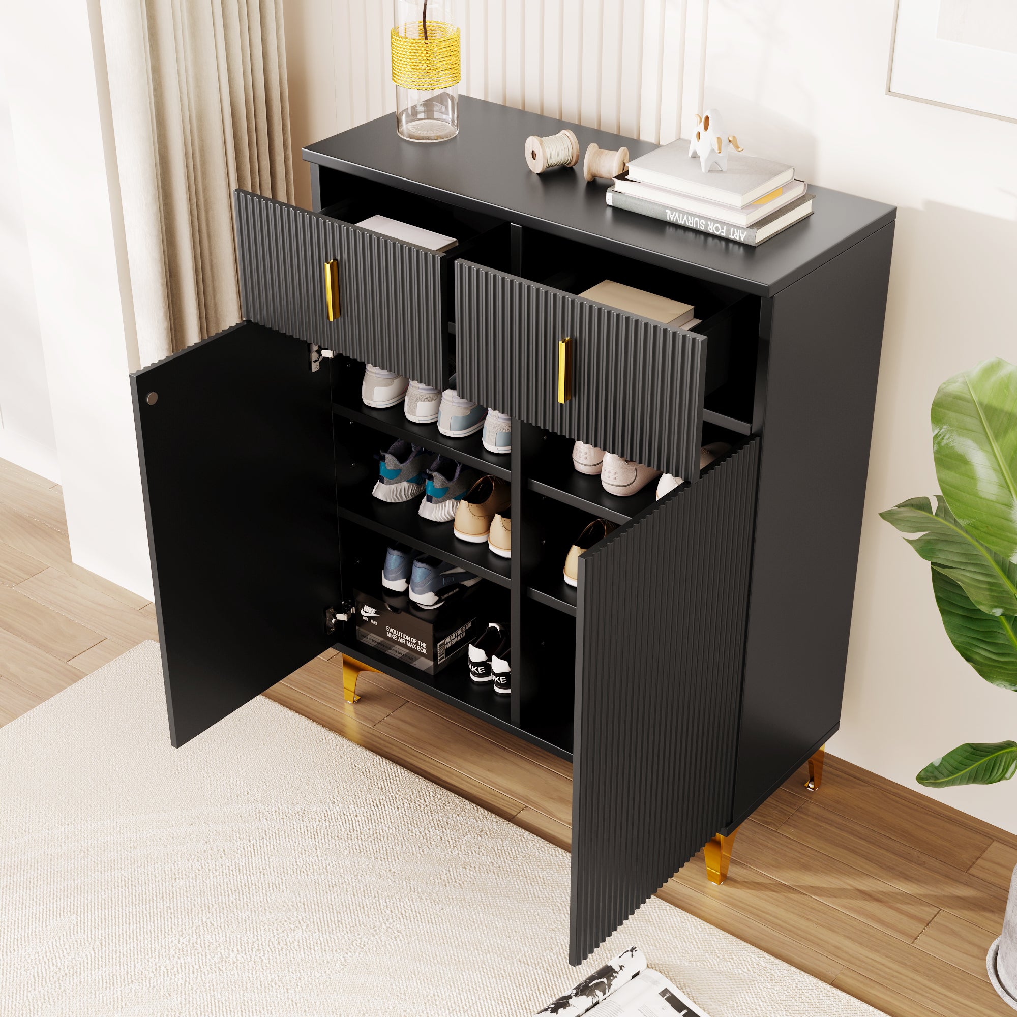 Buffet - Buffet de Rangement Moderne avec 2 Tiroirs et 2 Portes ...