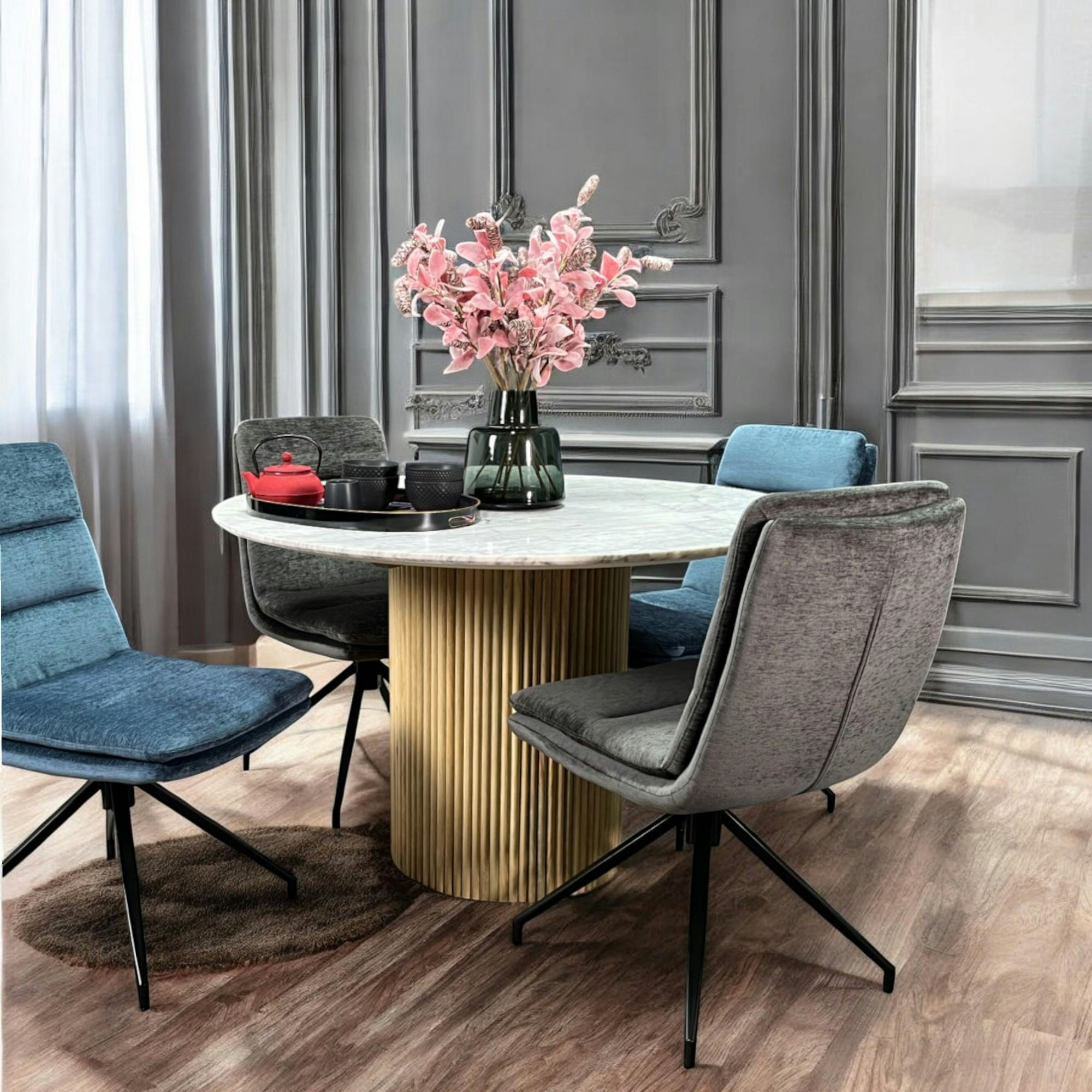 Table ronde marbre et bois D 120 cm MASSA | Leroy Merlin