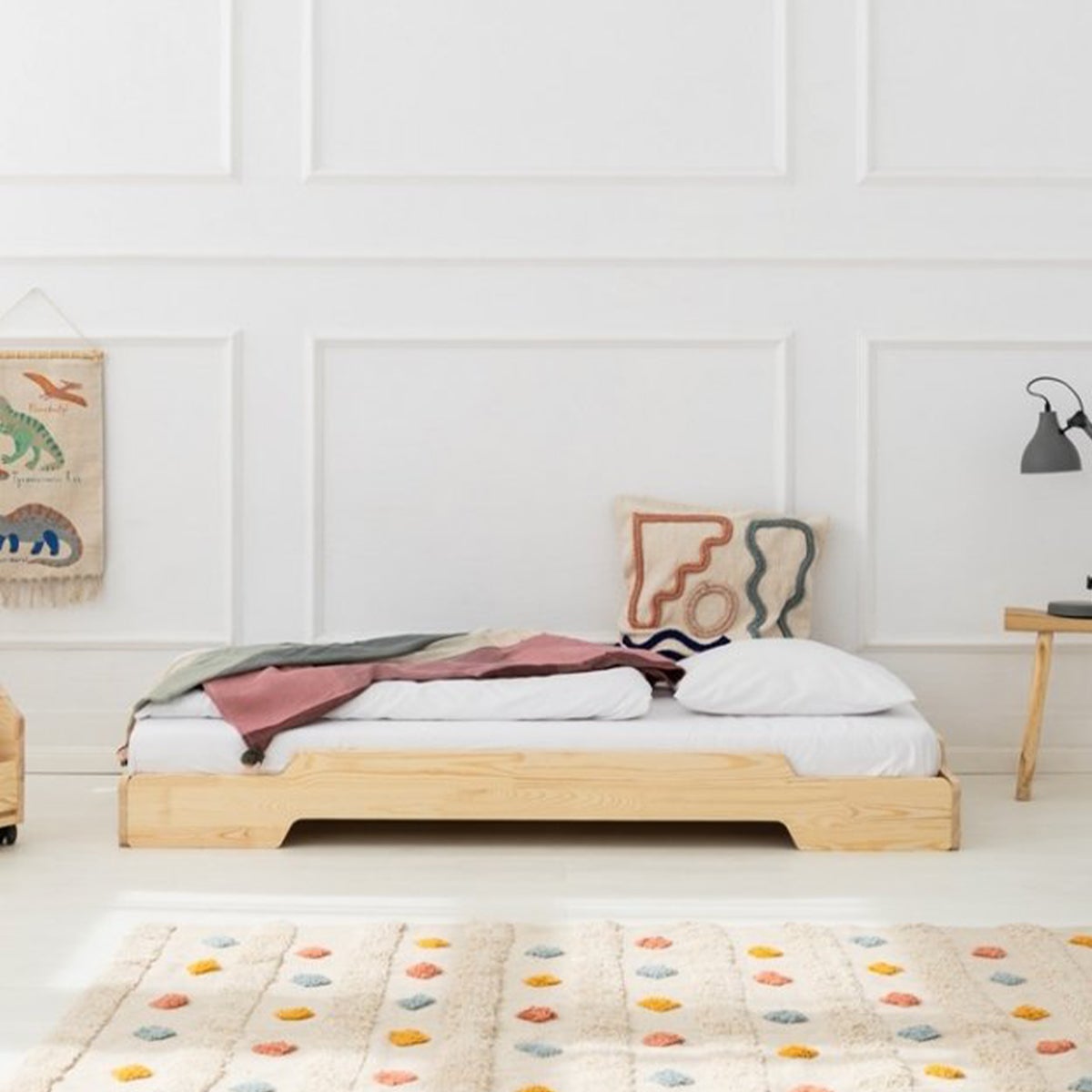 Lit au sol 90x200 sommier inclus Lola Bois | Leroy Merlin