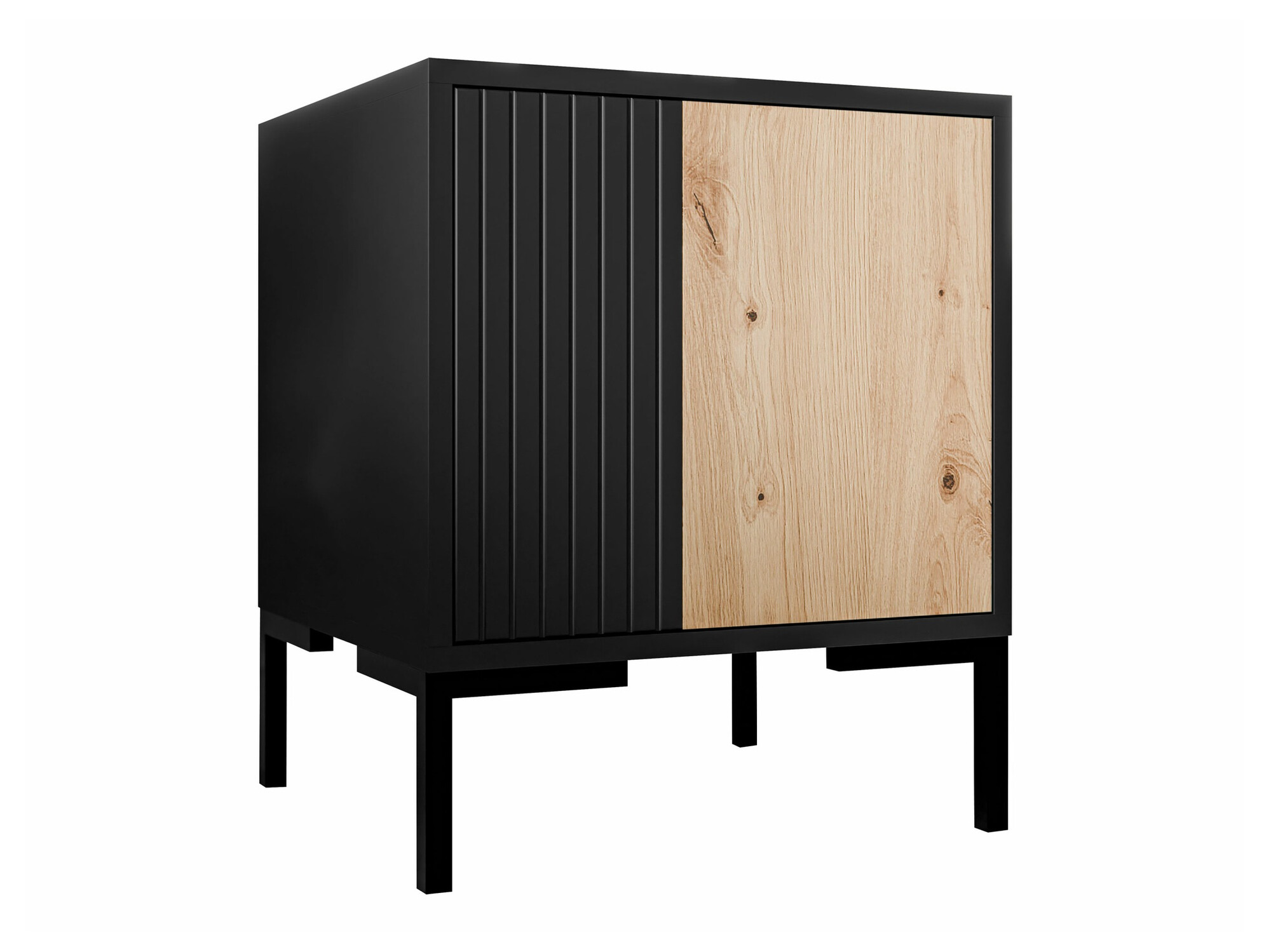 Table de chevet Etrfelu 108, Chêne Artisan, Noir, 49x44x40cm, Stratifié ...