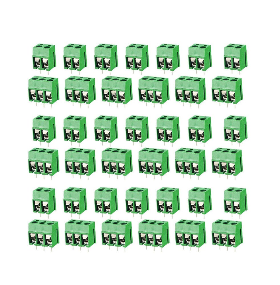 100 pcs PCB Vis Connecteur, Bornier à Souder Vert 5mm, Bornier à Vis de ...