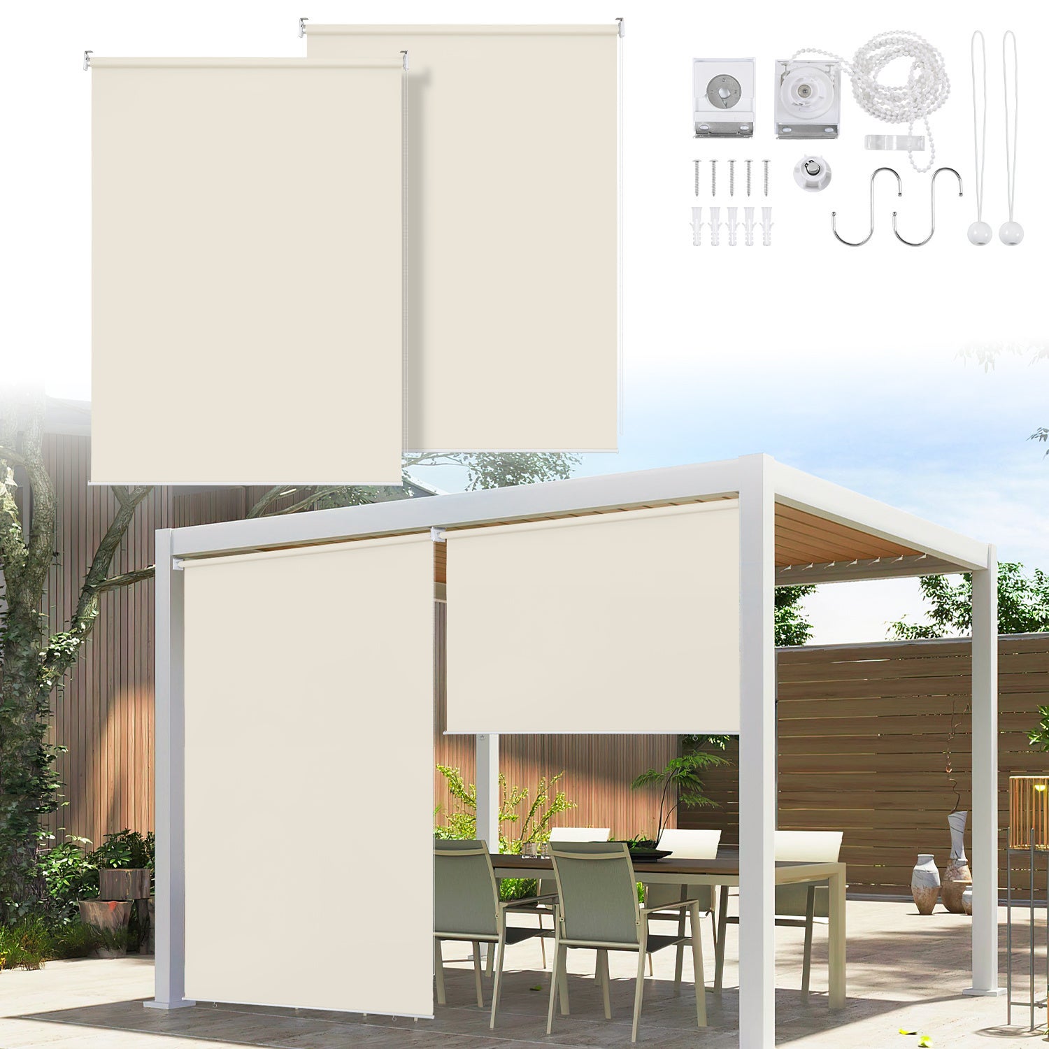 Lot de 2 140x140CM Store vertical Stores Extérieur pour terrasse ou ...