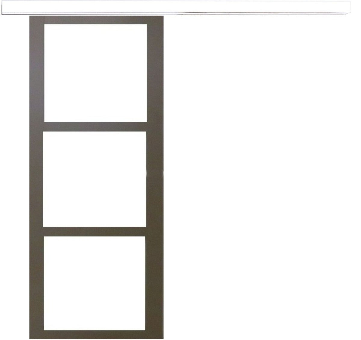 Porte Coulissante Gris Taupe Ral 7006 Vitrage Transparent H204 X L73 Cm ...