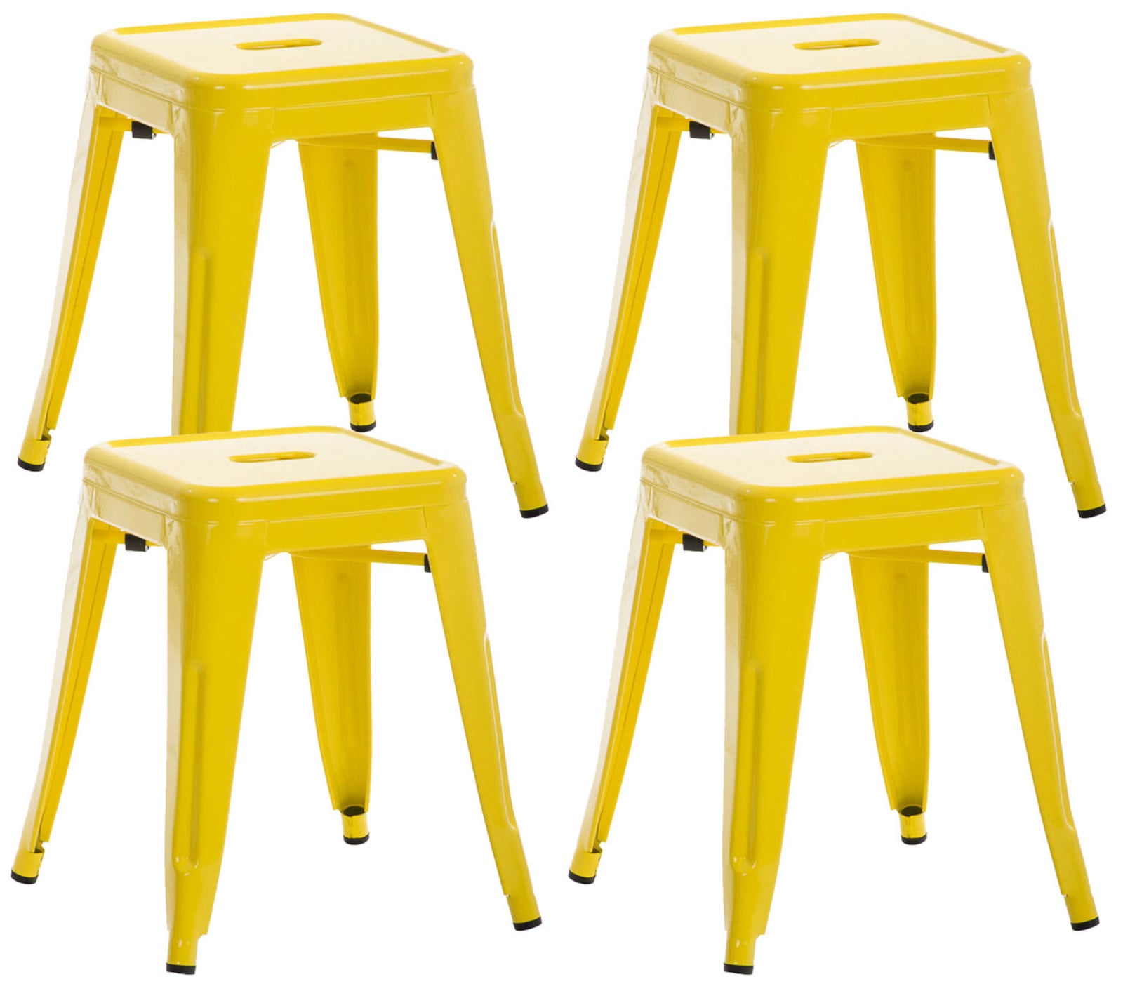 Lot de 4 tabourets bas au style industriel Armin en métal Jaune | Leroy ...