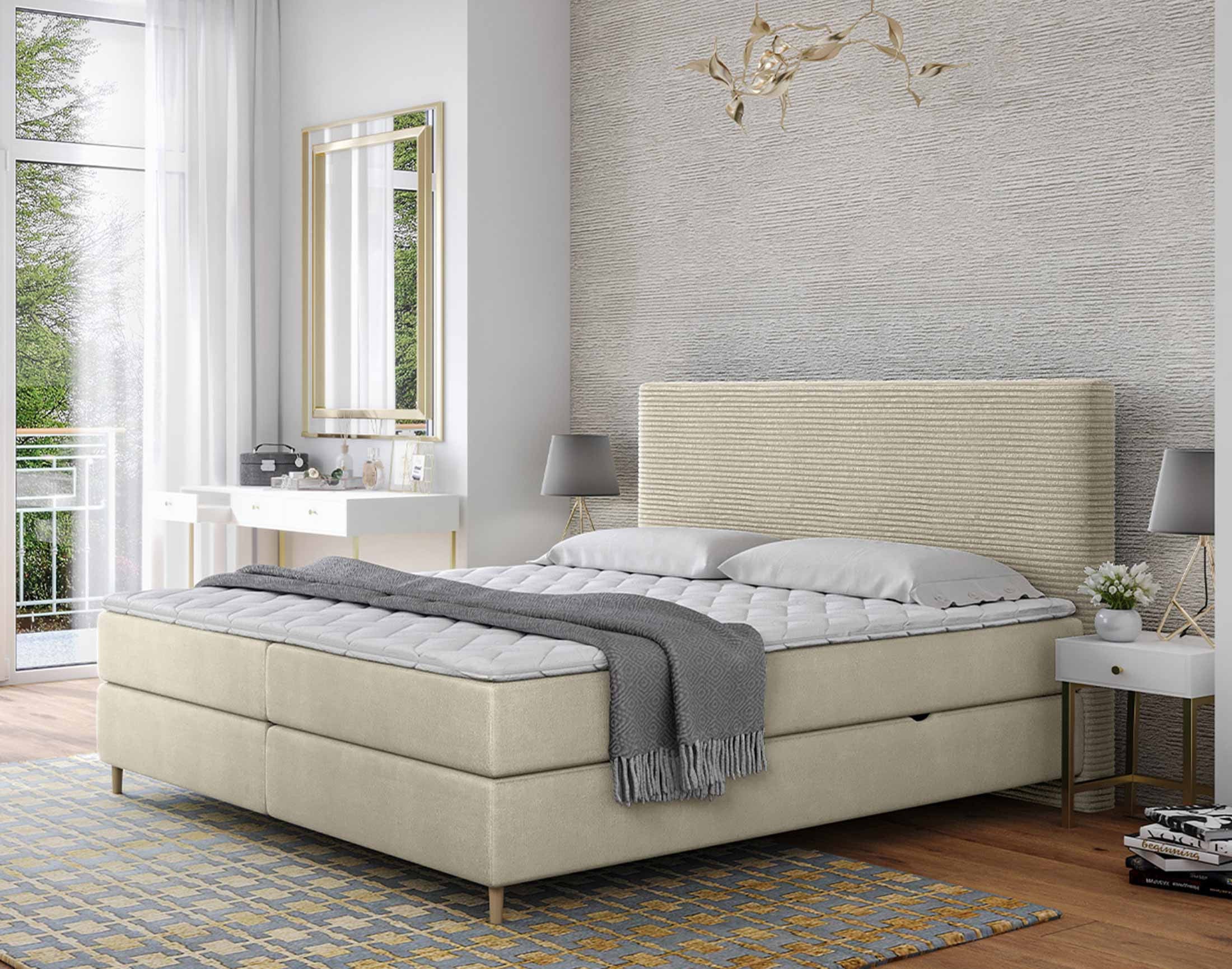 Rafaela - lit boxspring - 140x200 - coffres et surmatelas inclus - en ...