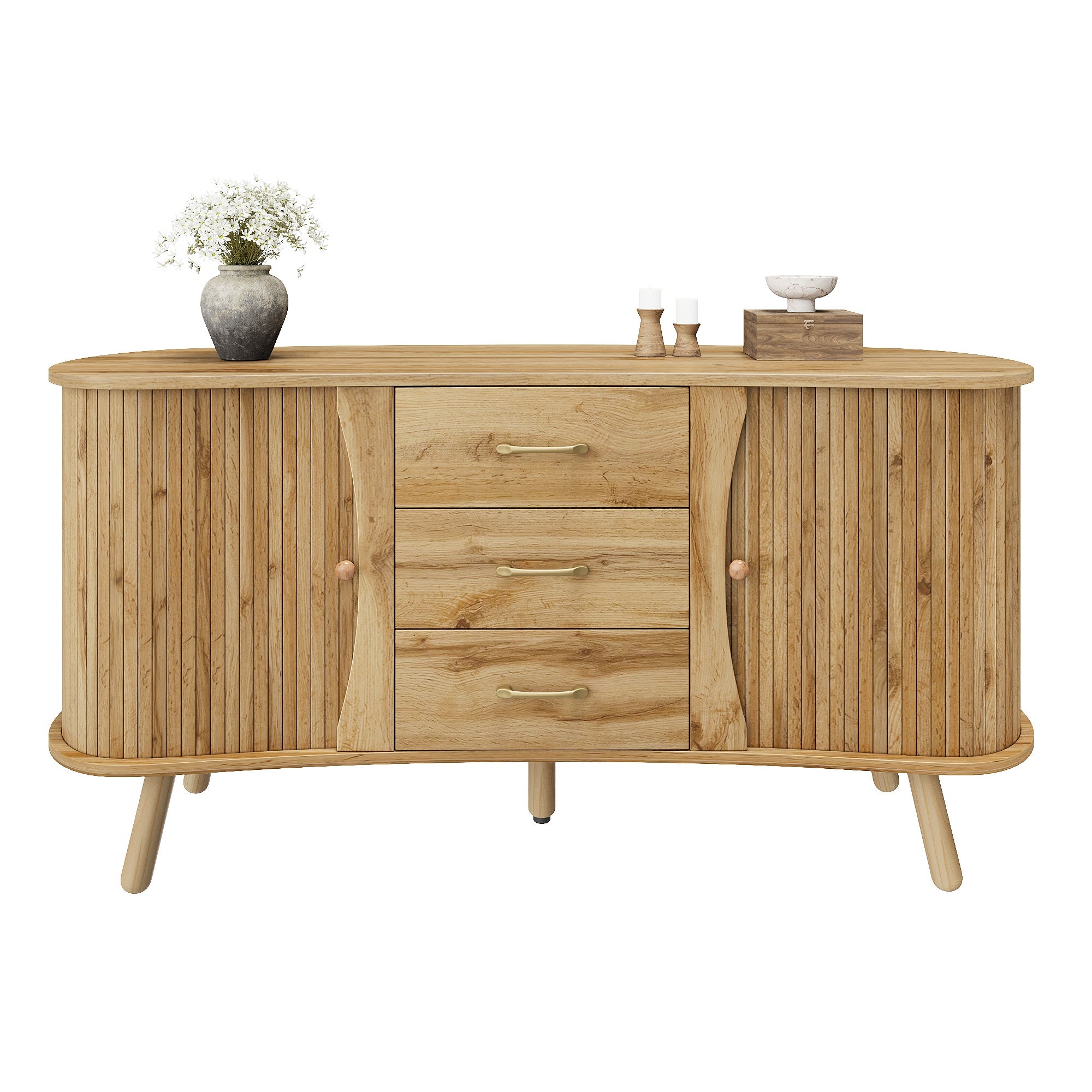 Buffet 150x36,5x75 cm - Portes Coulissantes à Rainures Verticales ...