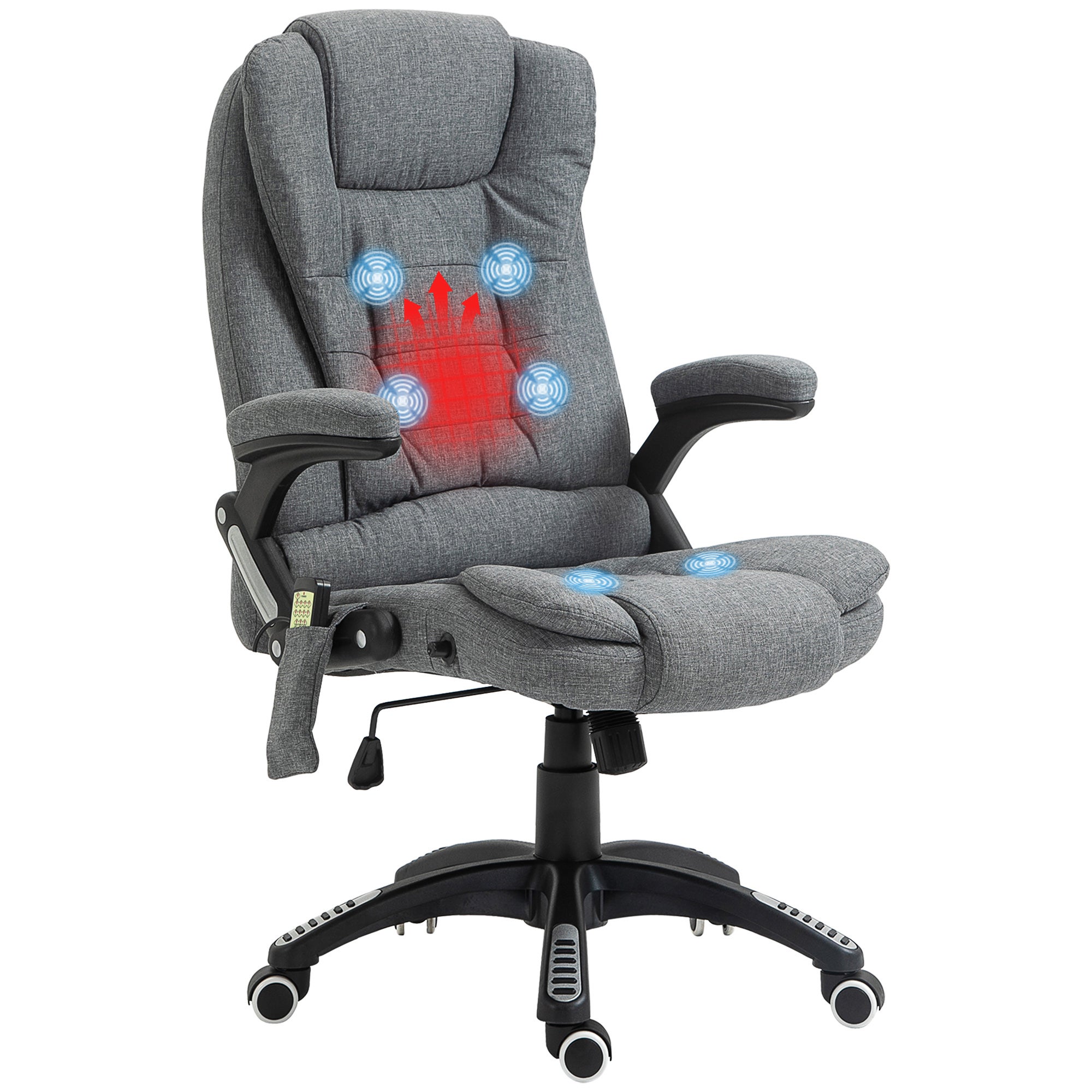 Chaise de bureau high-tech massante, réglable, inclinable à 130°, roues ...