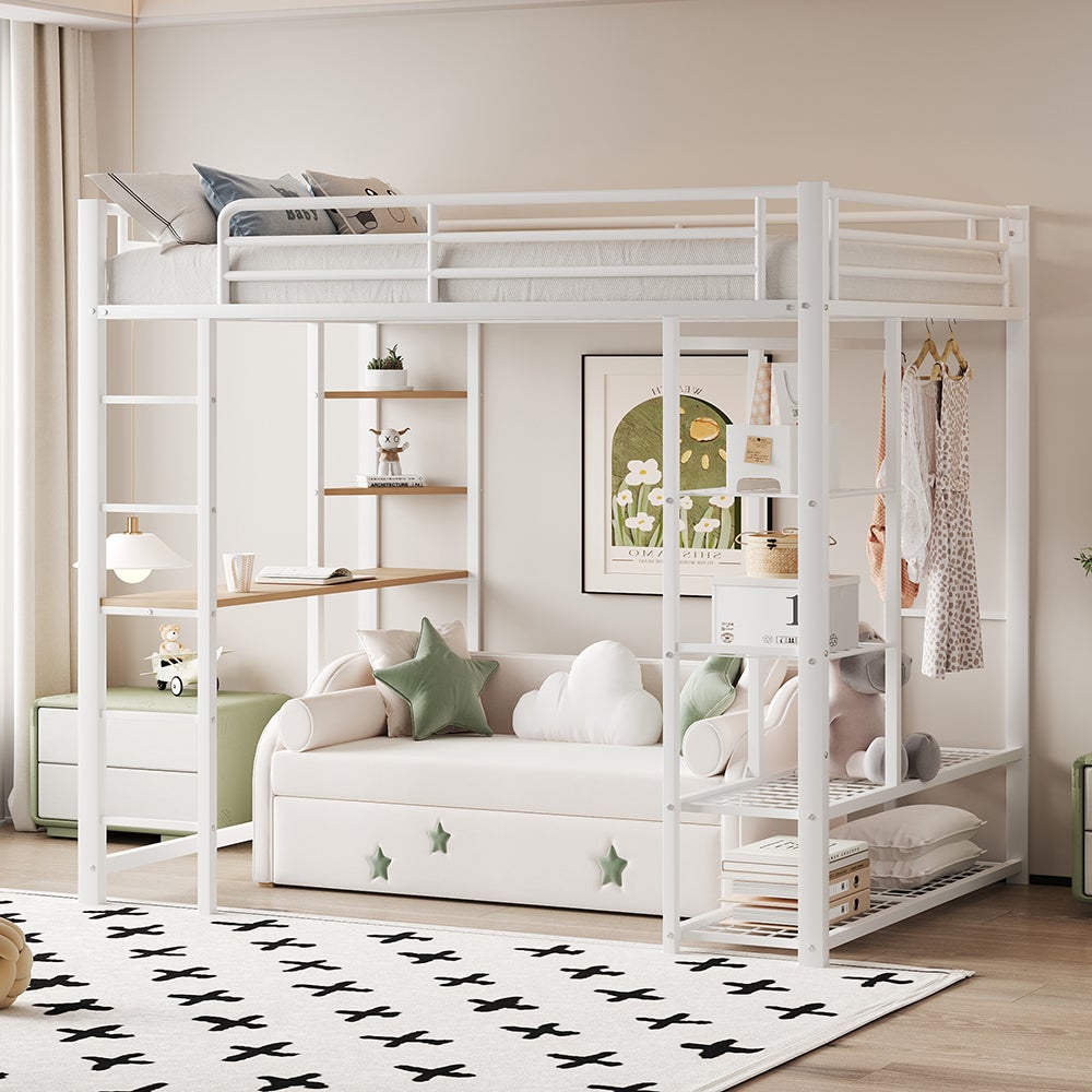 Lit enfant Lit 90x200 cm Lit avec rangement Dormant en hauteur avec ...