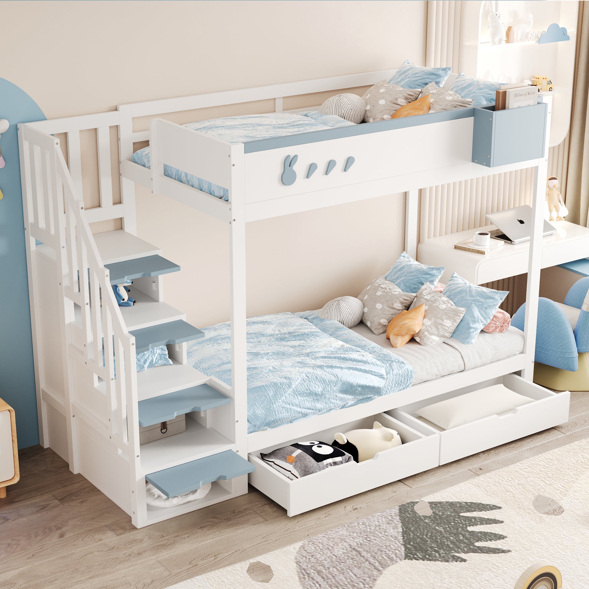 Litera infantil 90x 200 cm Diseño bonito,cama para niños con escalera ...