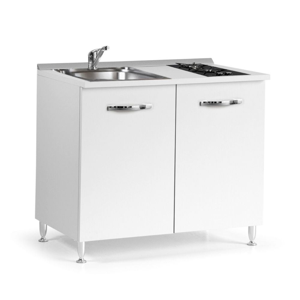 Mini cucina Cucinino80 bianco larice con lavello e piano cottura gas ...