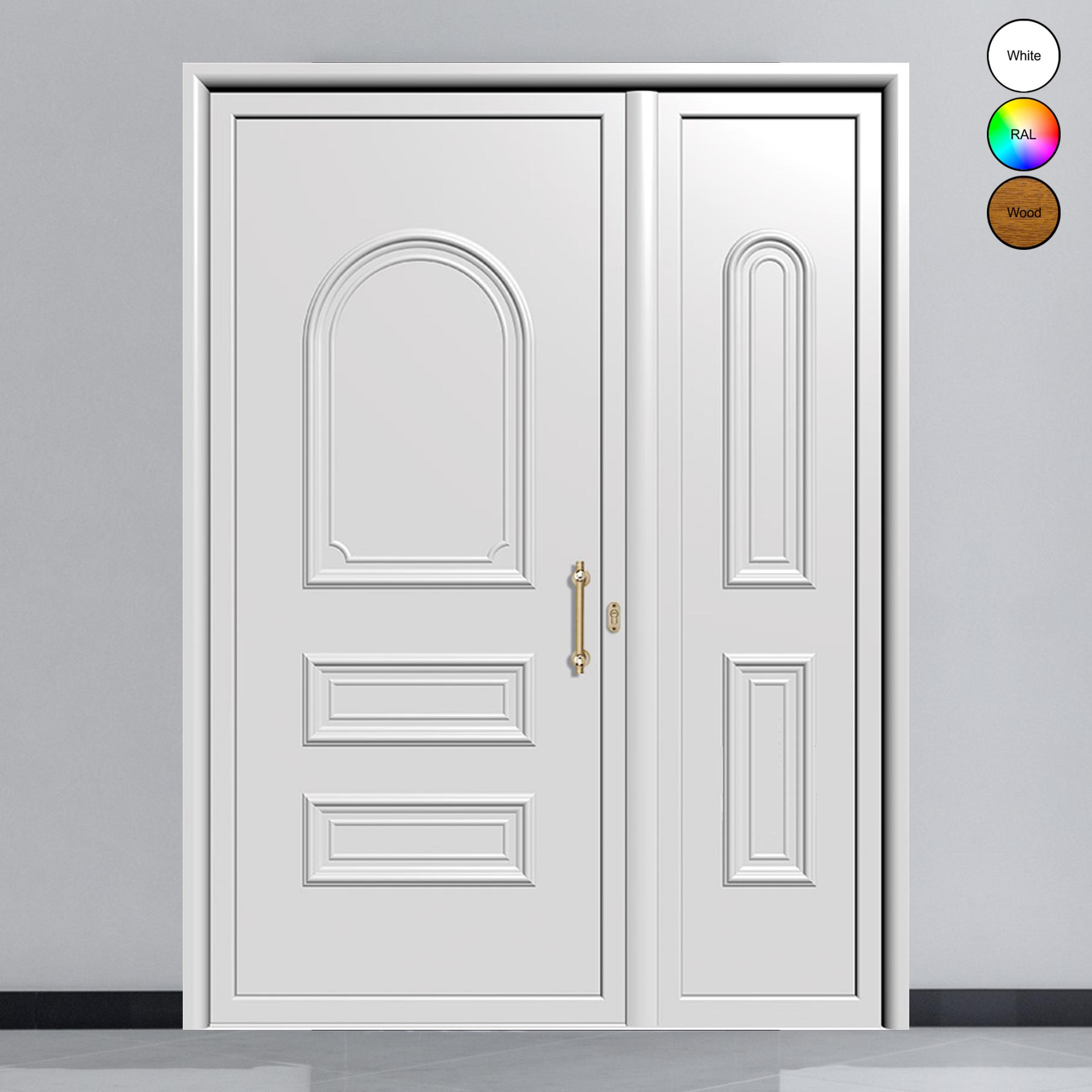 Porte d'entrée en aluminium CLASSIC DESIGN 2301-3360 RAL 9003 ( L.: 160 ...