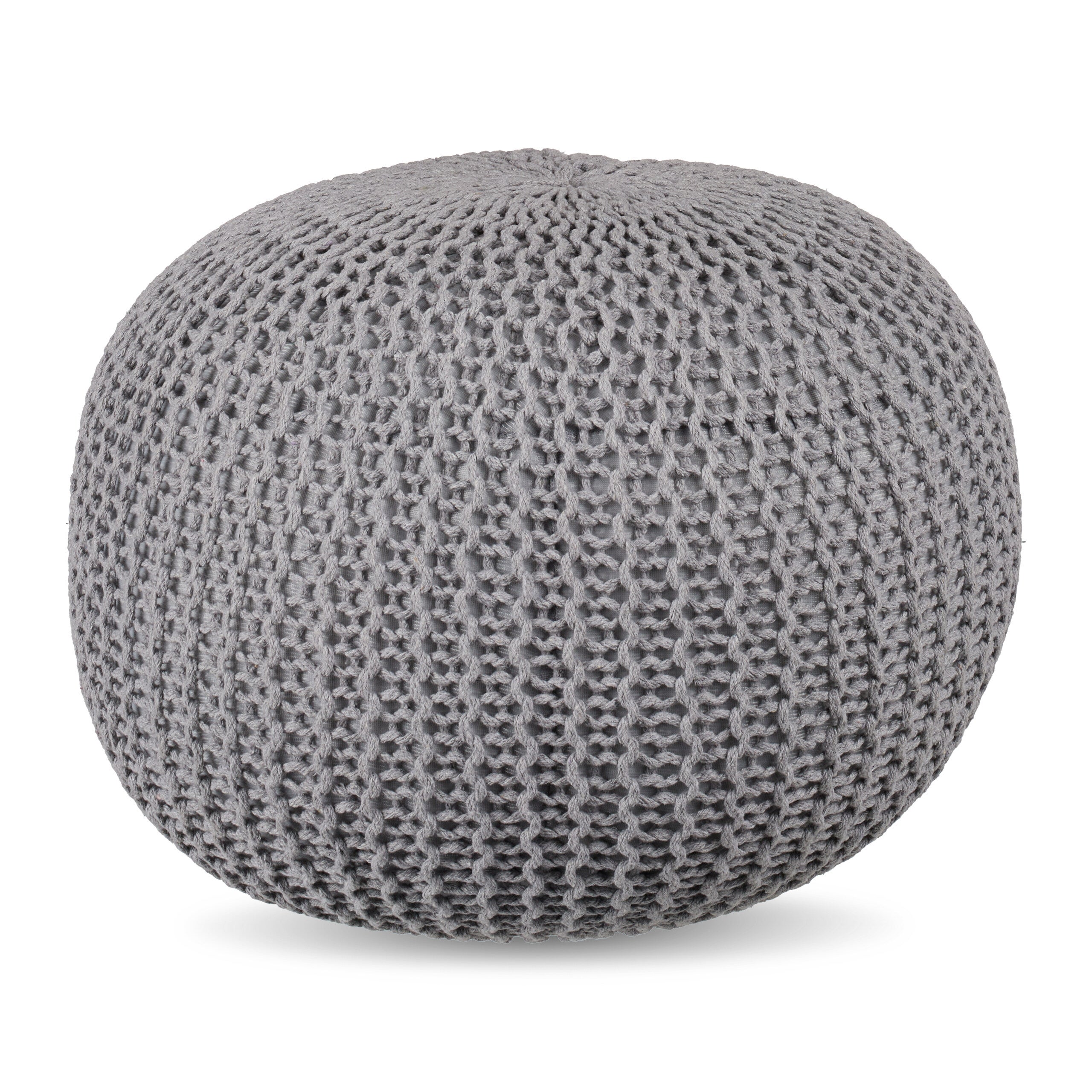 Pouf tricoté H x D 33 x 46 cm, rembourrage en polystyrène, coussin de ...